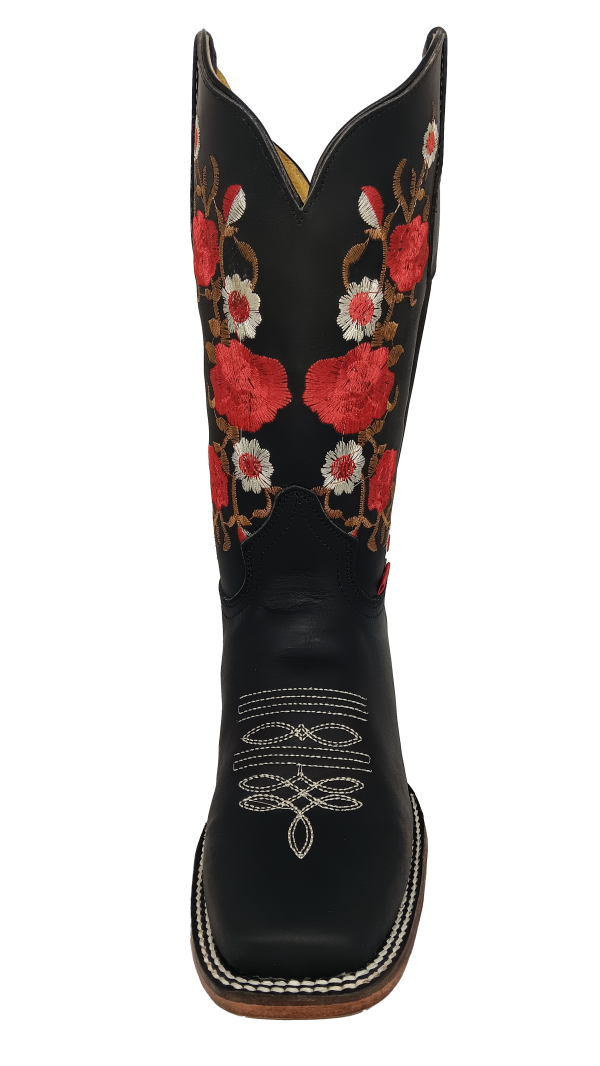 EL CORRAL BOOTS – RODEO CRAZY NEGRO FLOR ROJA – El Corral Western Boots