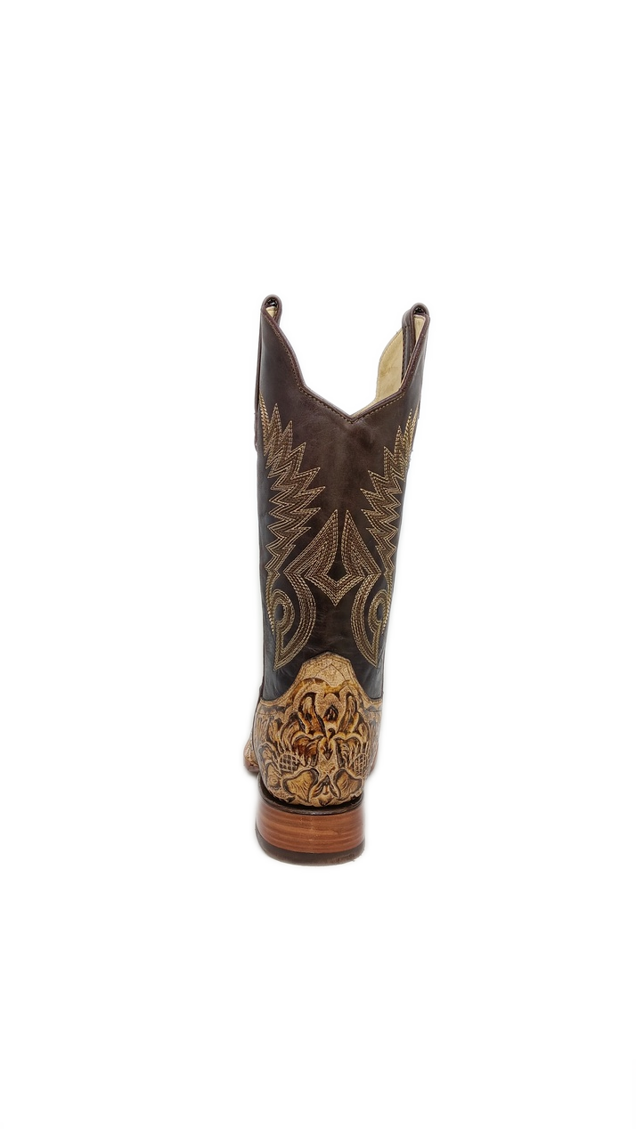 Tennessee Boots-Botas de Cuero Cincelada Horma Rodeo Cuadrada-Color ...