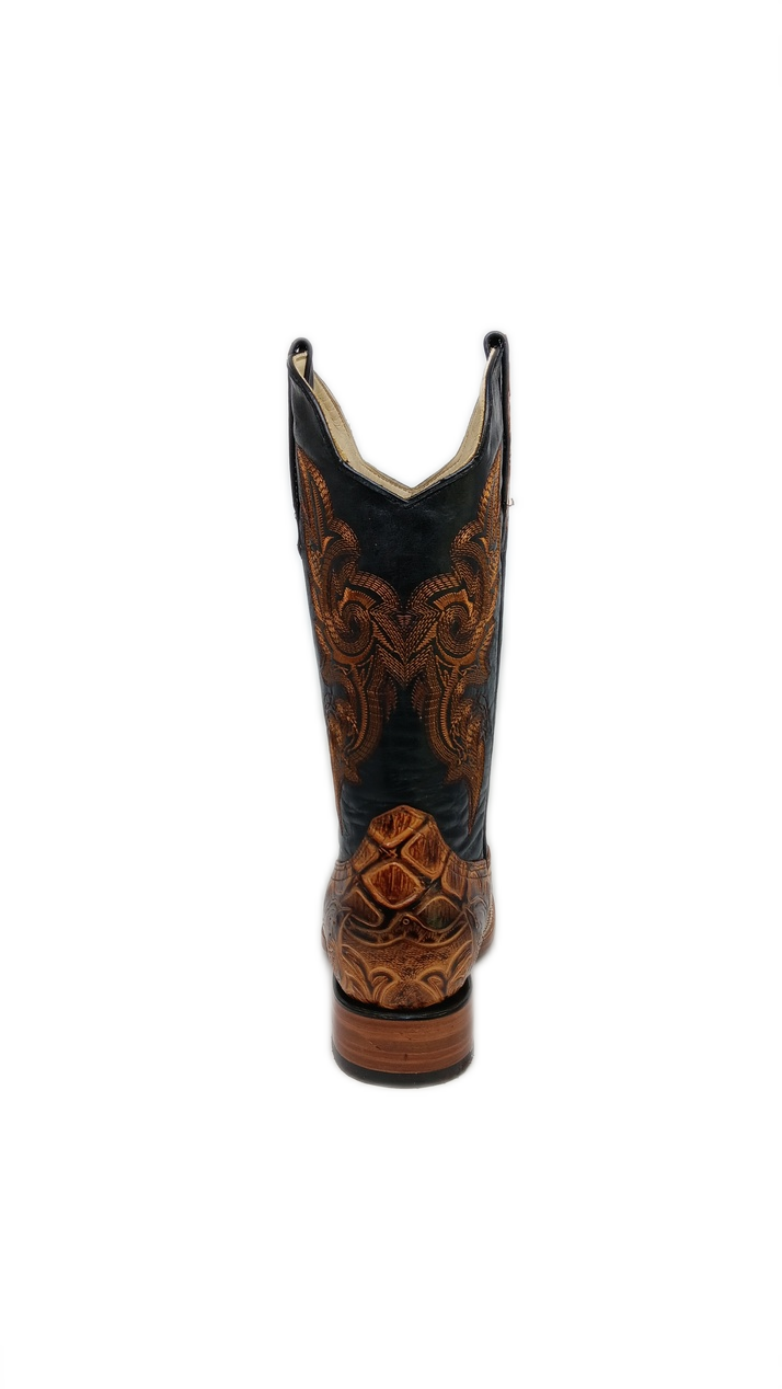 Tennessee Boots-Botas de Cuero Cincelada Horma Rodeo Cuadrada-Color ...